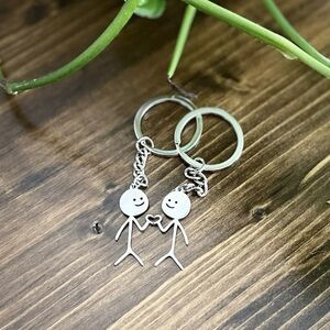 Other | 2 Piece Key Chain For Couples Metal Stick People Heart Love ...